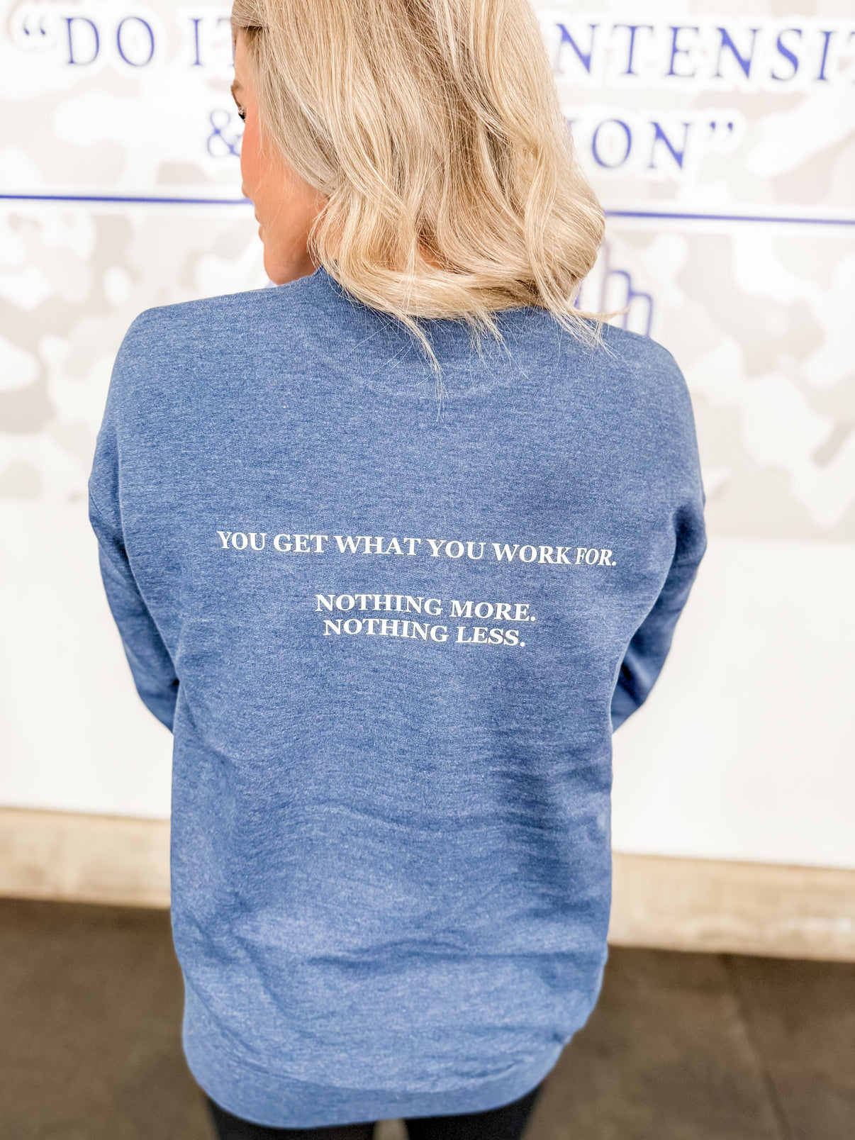 Denim Blue Unisex Crew Neck Sweatshirt – Mega Strong Fitness